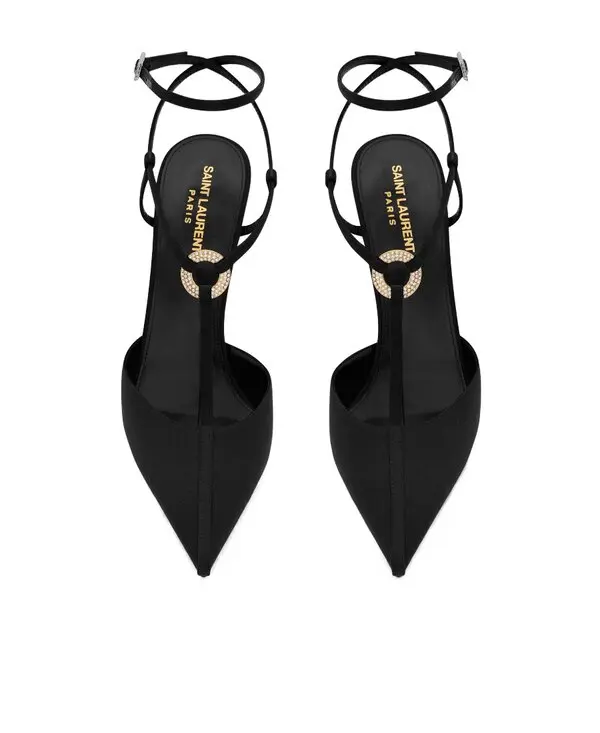 Saint Laurent Luna Slingback Pumps In Crepe Satin