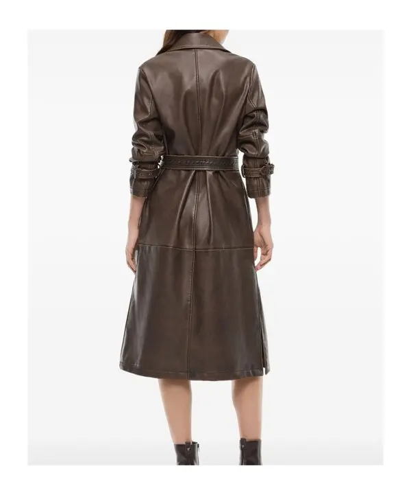Pinko Long Double-breasted Belted Coat