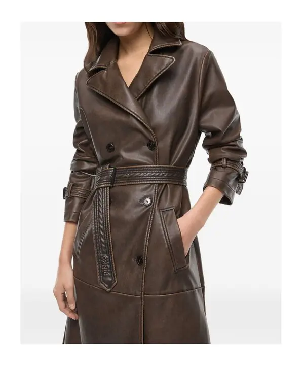 Pinko Long Double-breasted Belted Coat