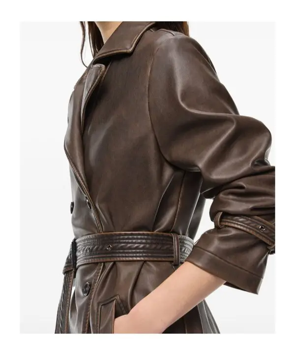 Pinko Long Double-breasted Belted Coat