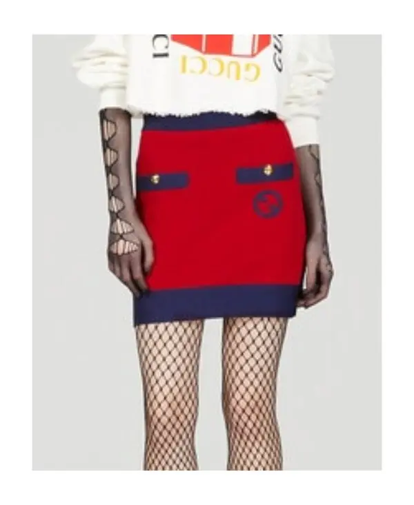 Gucci Cotton-silk Knitted Miniskirt With Double G Detail