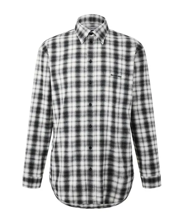 Balenciaga Plaid Longsleeve Shirt - Gray