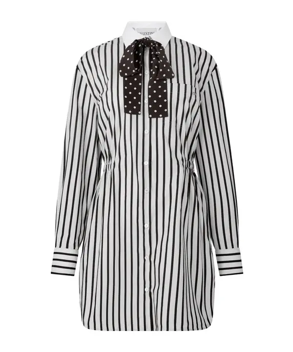 Valentino Garavani Vertical Stripe Shirtdress With Bow Detail - No