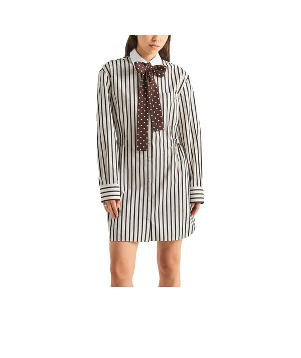 Valentino Garavani Vertical Stripe Shirtdress With Bow Detail