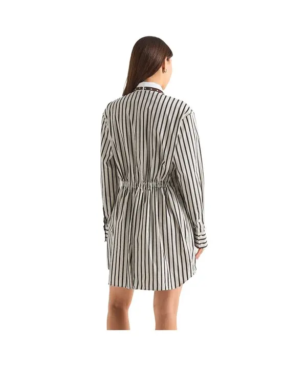 Valentino Garavani Vertical Stripe Shirtdress With Bow Detail