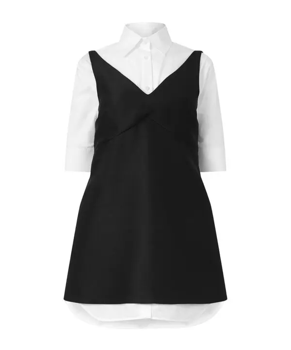 Balenciaga Layered Shirt, Pinafore Dress, And Mini Skirt Set - Black