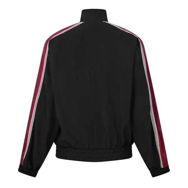 Versace Stand Collar Zip-up Track Jacket With Sporty Stripes
