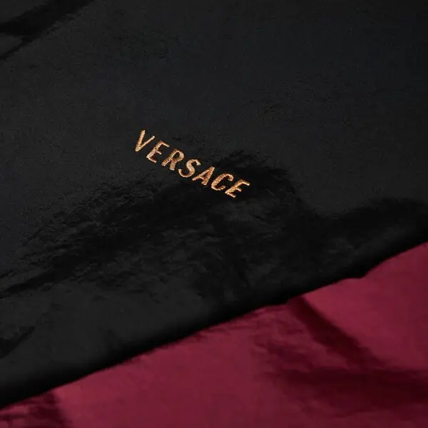 Versace Stand Collar Zip-up Track Jacket With Sporty Stripes