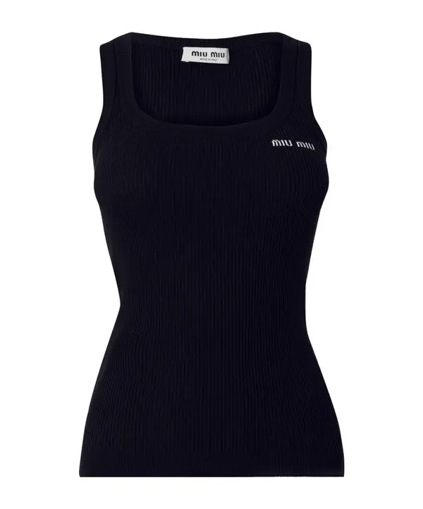 Miu Miu Square-neck Ribbed Knit Tank Top
