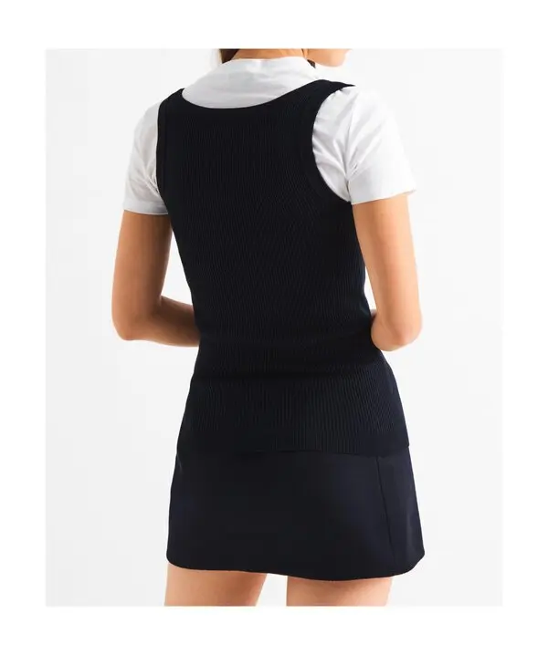 Miu Miu Square-neck Ribbed Knit Tank Top - Black
