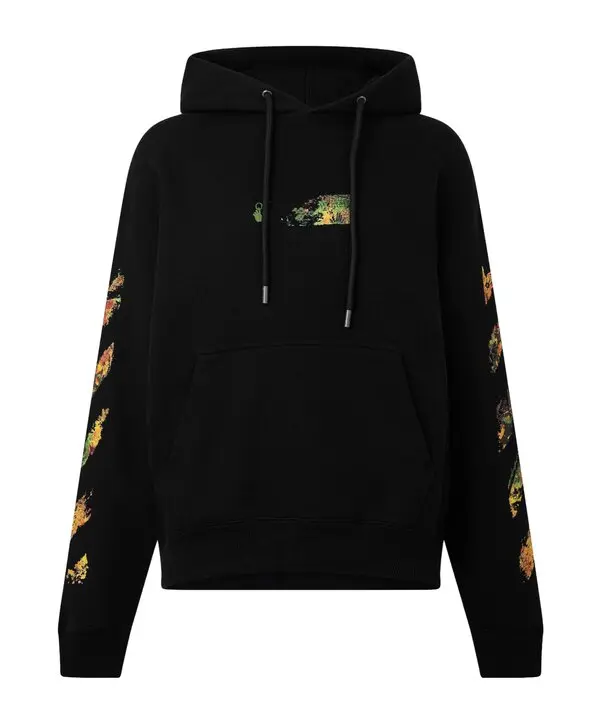Off-White Cropped Hoodie With Maple Leaf Print