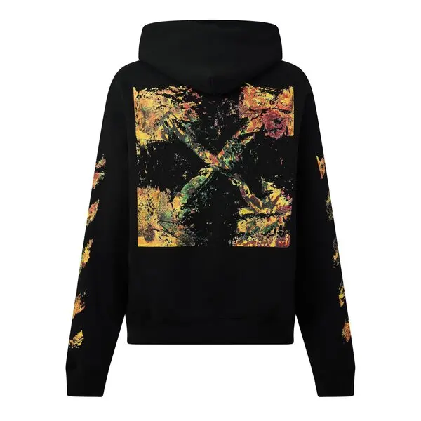 Off-White Cropped Hoodie With Maple Leaf Print