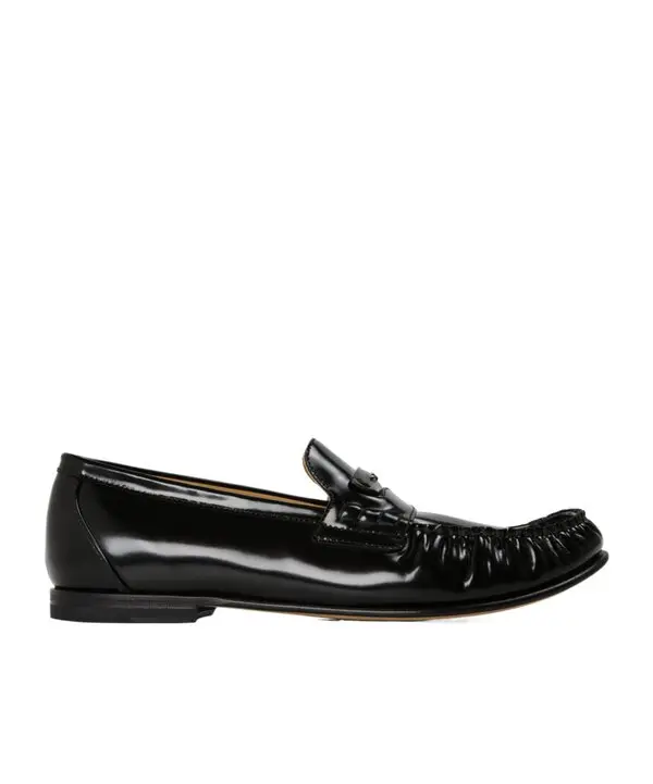 Fendi Glossy Ruched Loafer - Black