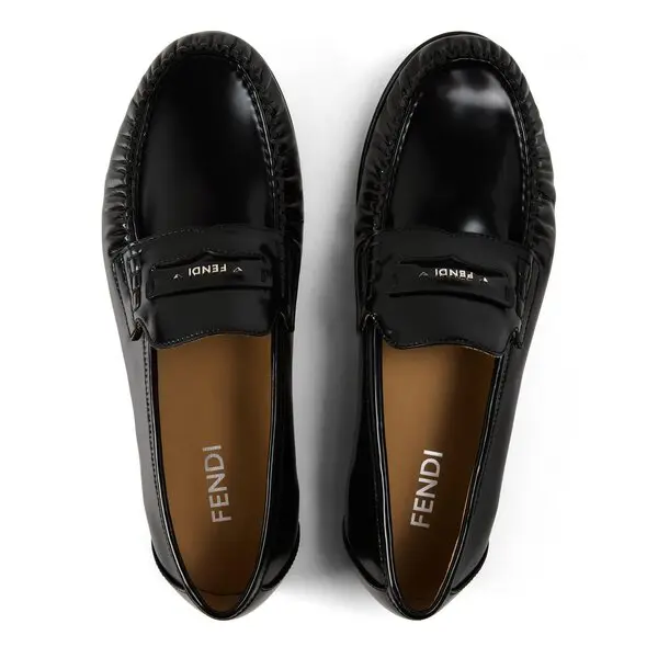 Fendi Glossy Ruched Loafer - Black