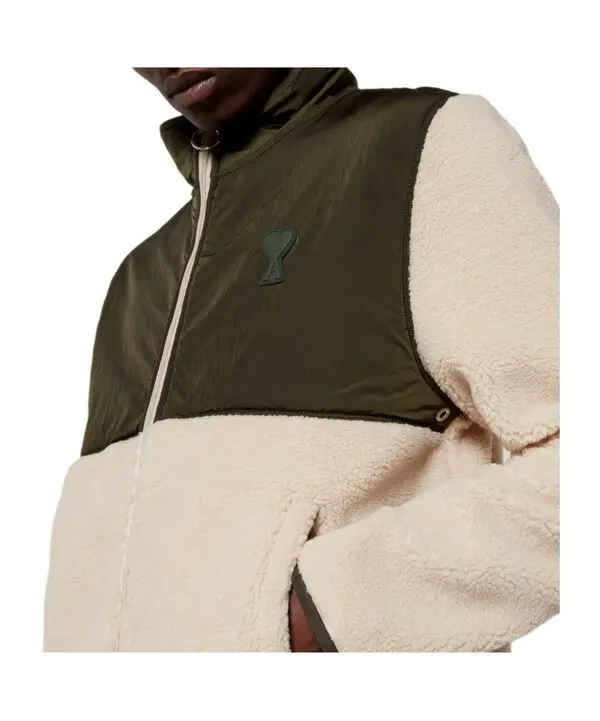 AMI Paris Color-block Stand Collar Fleece Jacket