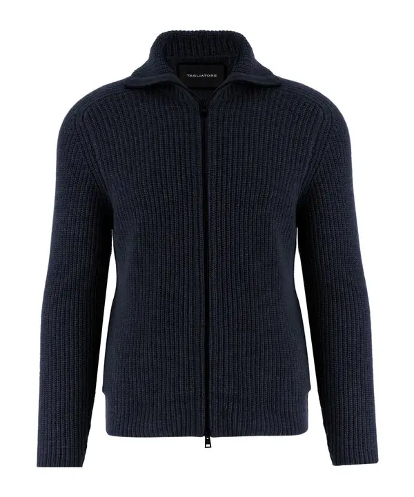 Tagliatore Ribbed-knit Zip-up Sweater