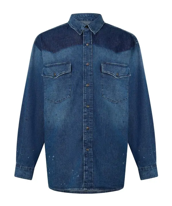 MAISON MARGIELA Splatterprint Longsleeve Denim Shirt