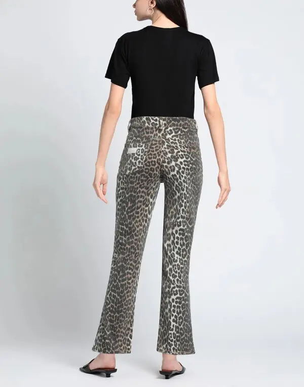 GANNI Leopard Print Washed Denim Bootcut Pants