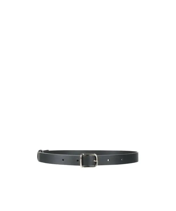 Chloé Solid Color Leather Belt With Metal Buckle - Black