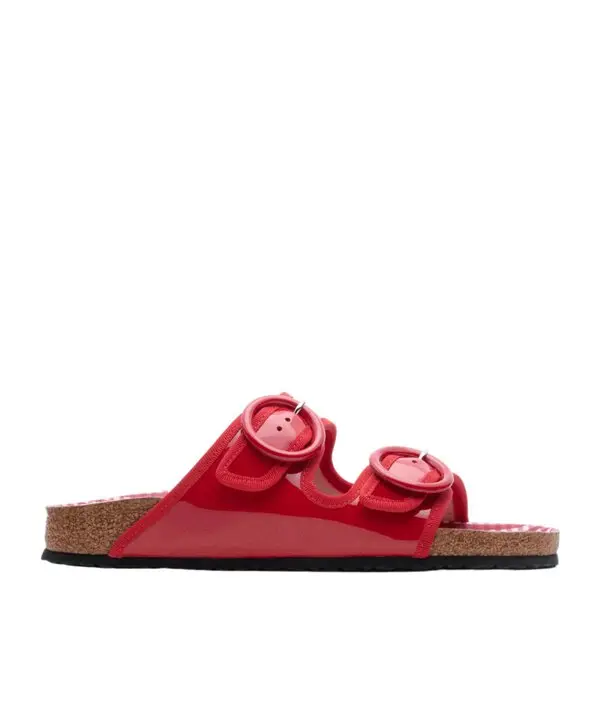 BIRKENSTOCK Arizona Patent Leather Sandals With Vichy Print - Flame Red