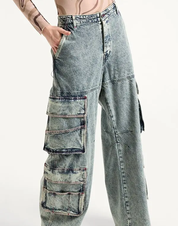 DIESEL® Medium Wash Denim Cargo Pants
