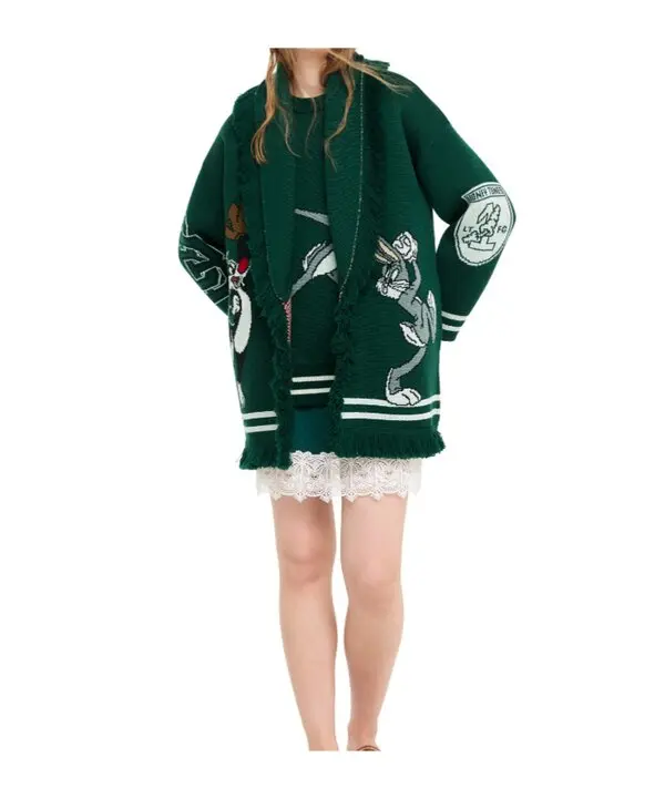Alanui X Looney Tunes Bugs Bunny & Sylvester Wool Cardigan