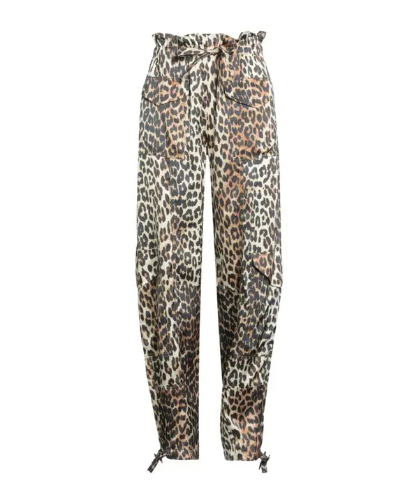 GANNI Leopard Print Cargo Trousers - Black