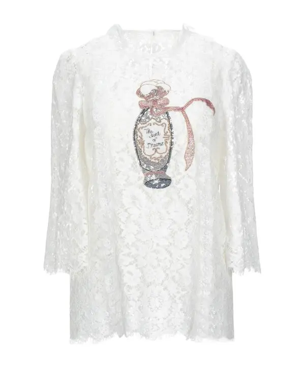 Dolce & Gabbana Lace Three-quarter Sleeve Top - White