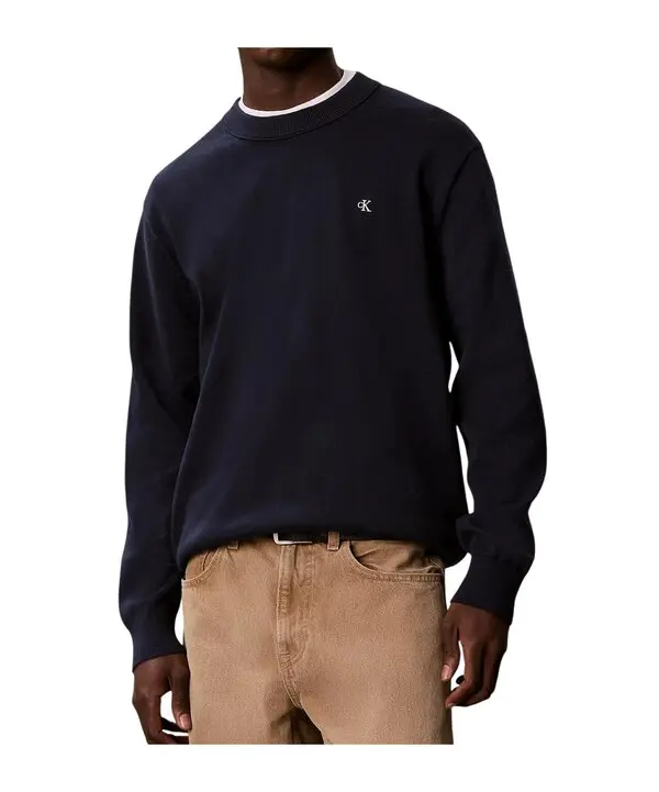 Calvin Klein Classic Cotton Monogram Crewneck Jumper - Dark Blue