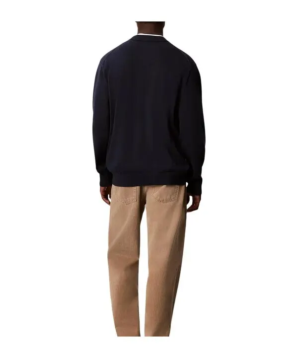 Calvin Klein Classic Cotton Monogram Crewneck Jumper - Dark Blue