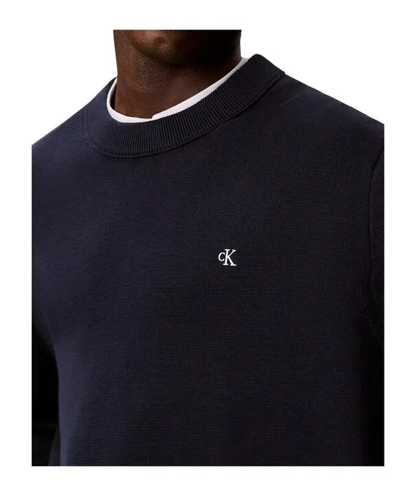 Calvin Klein Classic Cotton Monogram Crewneck Jumper - Dark Blue