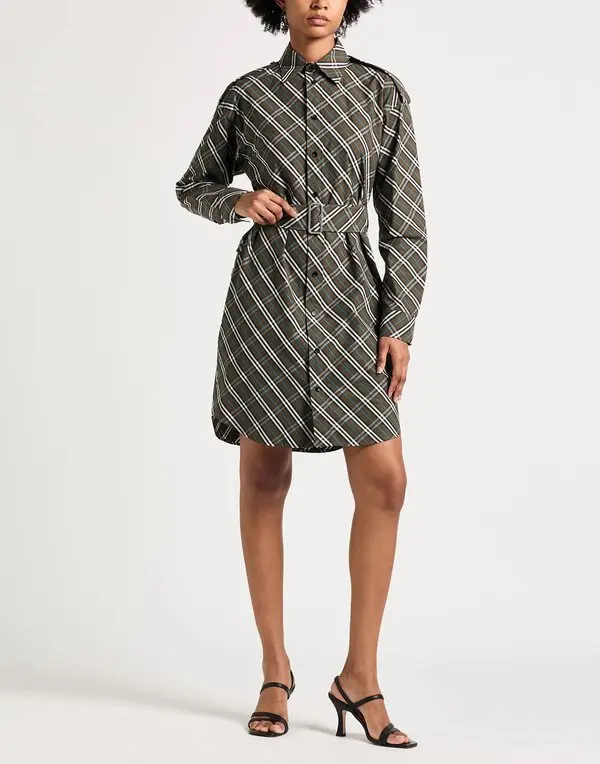 Burberry Checked Long Sleeve Shirt Dress