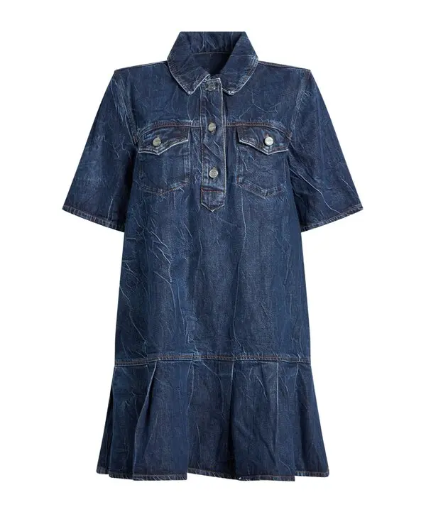 GANNI Denim Short Sleeve Shirt Dress