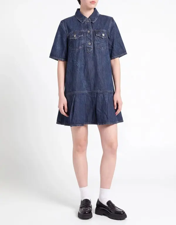 GANNI Denim Short Sleeve Shirt Dress
