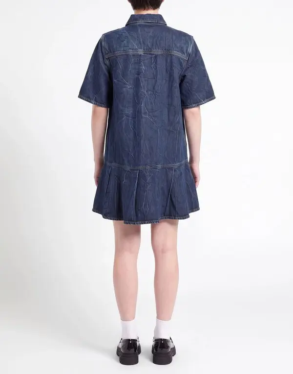GANNI Denim Short Sleeve Shirt Dress
