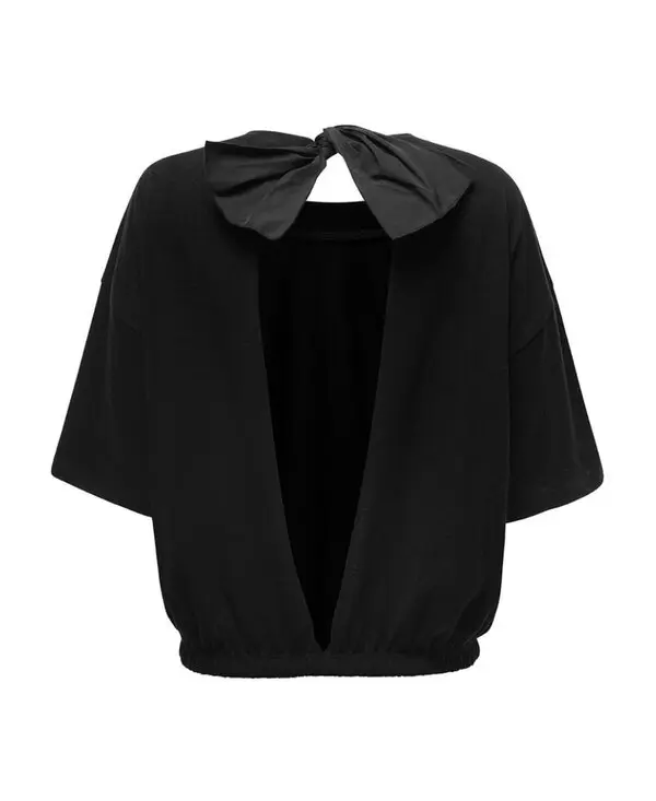 Red Valentino Logo T-shirt With Round Neck And Open Back - Black