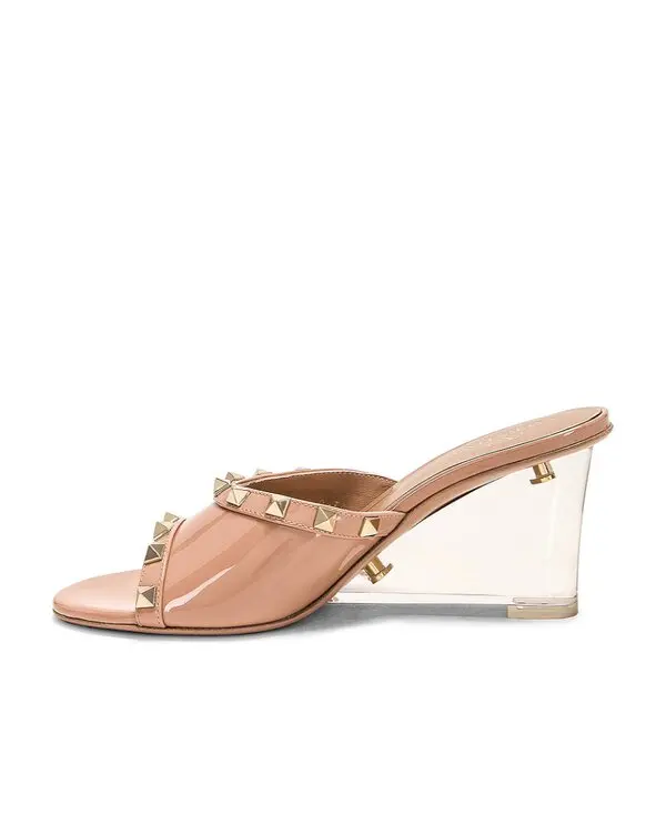 Valentino Garavani 80mm Rockstud Patent Leather Mules - Nude