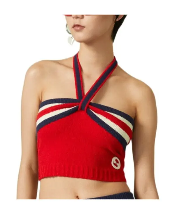 Gucci Halterneck Knitted Cropped Top