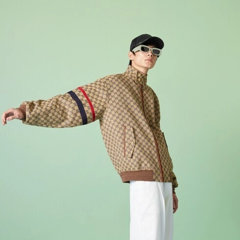 Gucci Gg Cotton Canvas Bomber Jacket