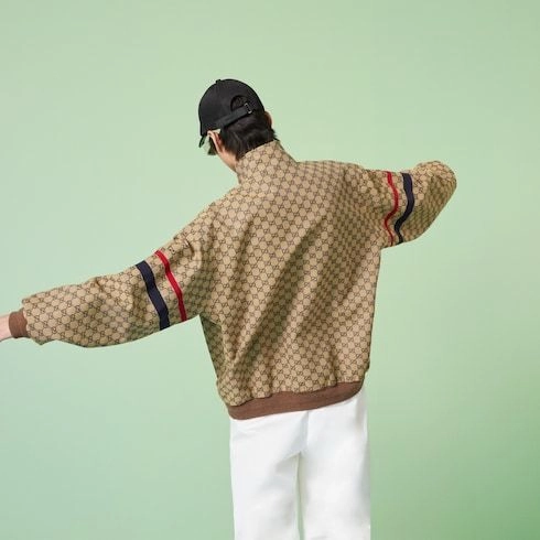 Gucci Gg Cotton Canvas Bomber Jacket
