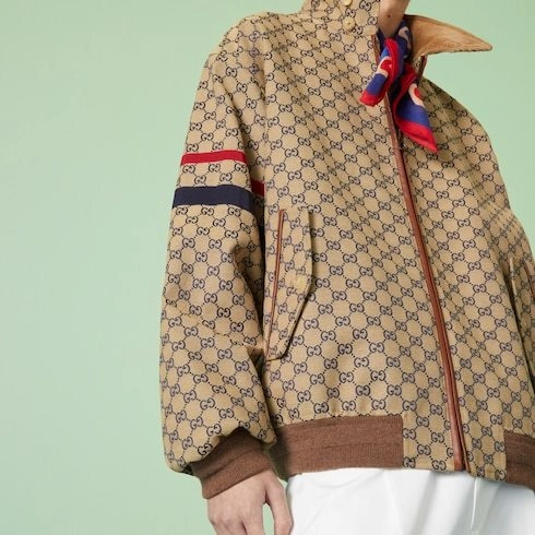 Gucci Gg Cotton Canvas Bomber Jacket