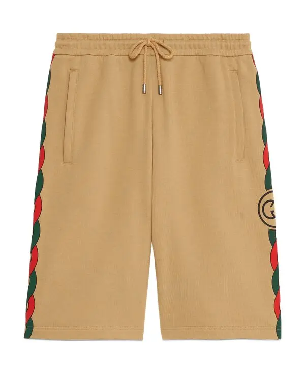 Gucci Logo-print Cotton Track Shorts - Nude