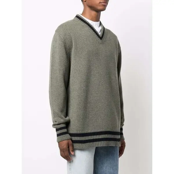 MAISON MARGIELA Striped Detail V-neck Jumper