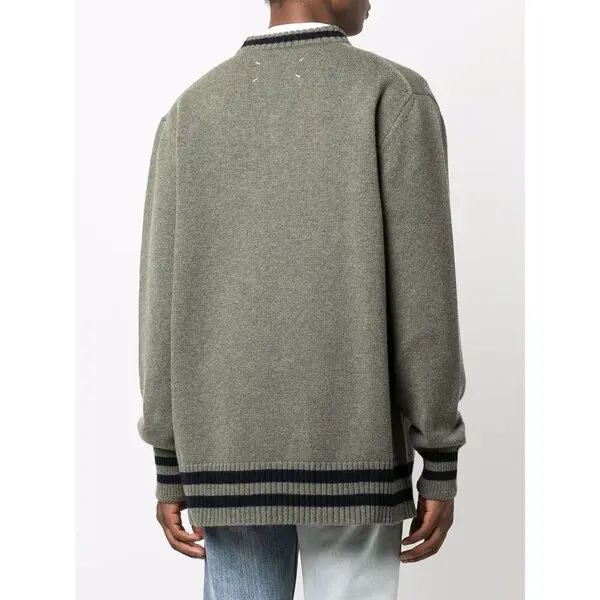 MAISON MARGIELA Striped Detail V-neck Jumper