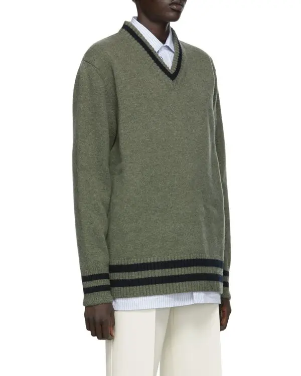 MAISON MARGIELA Striped Detail V-neck Jumper
