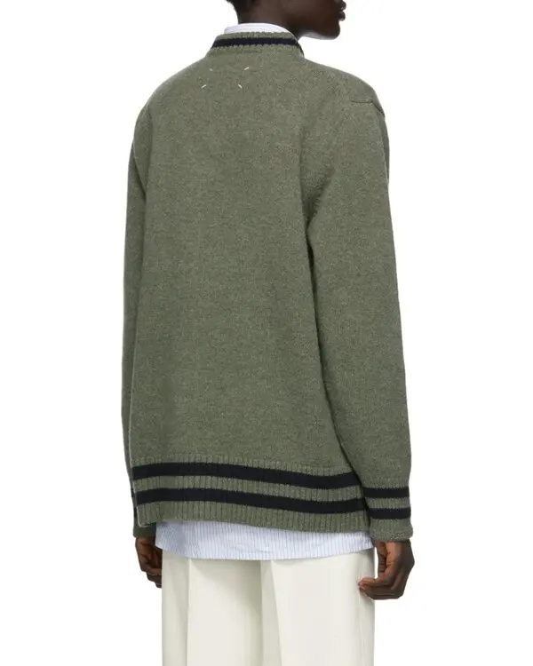MAISON MARGIELA Striped Detail V-neck Jumper