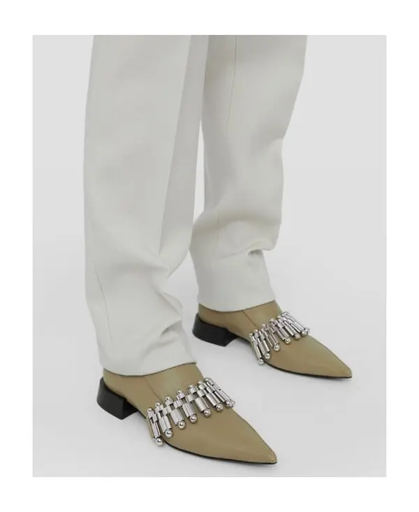 JIL SANDER Pointed-toe Leather Loafers With Embellished Detailing