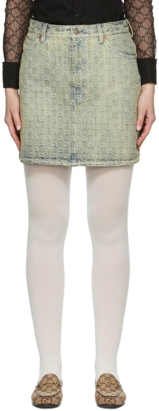 Gucci Gg Jacquard Denim Miniskirt