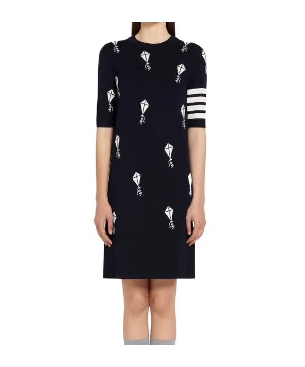 Thom Browne 4-bar Striped Knitted Dress