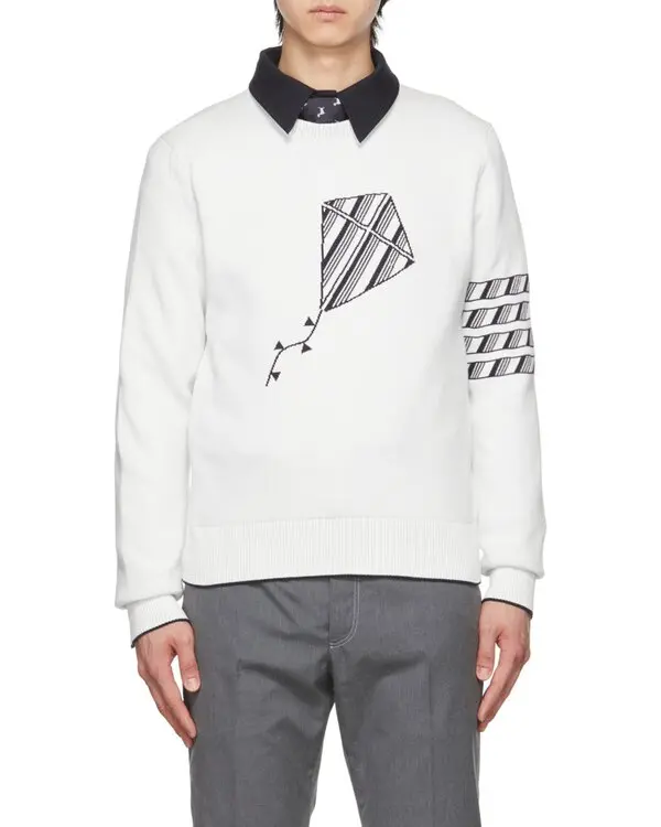 Thom Browne Pullover With Kite Icon Jacquard 4-bar In Cotton